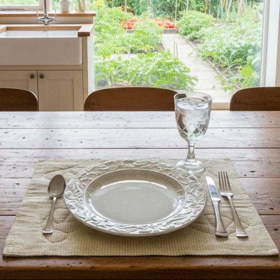 Botanical Scripture Placemats Set of 4 - Reversible Quilted USA Made ...
